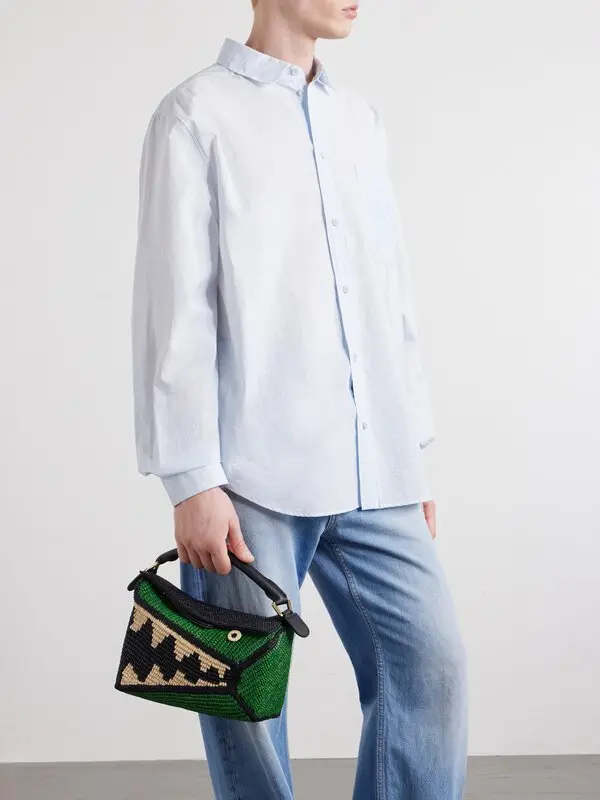 Loewe Puzzle Edge Raffia Shoulder Bag