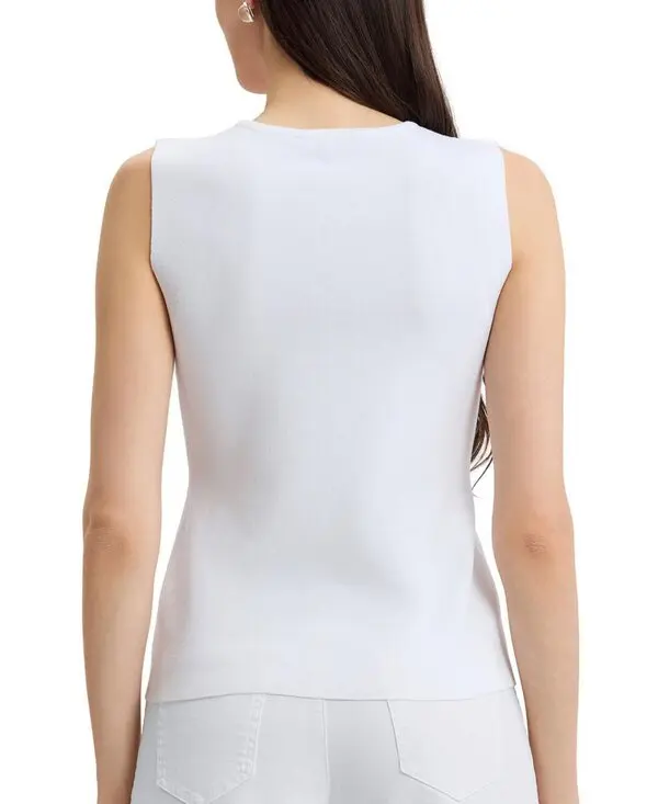 Ming Wang V-neck Soft Knit Tank - White