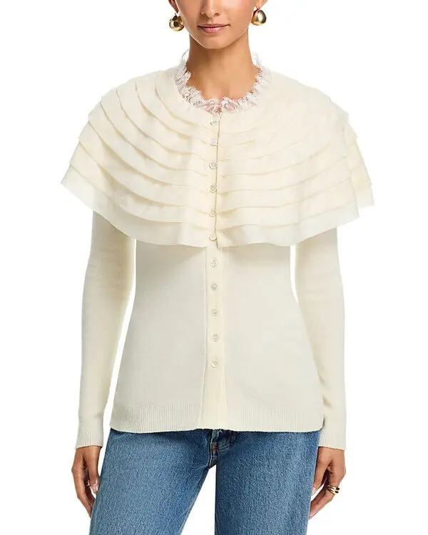 Sea Wanda Wool Cardigan With Ruffled Neckline