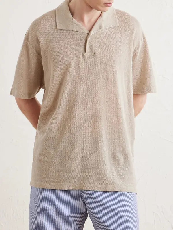 Sunspel Linen-piqué Polo Shirt