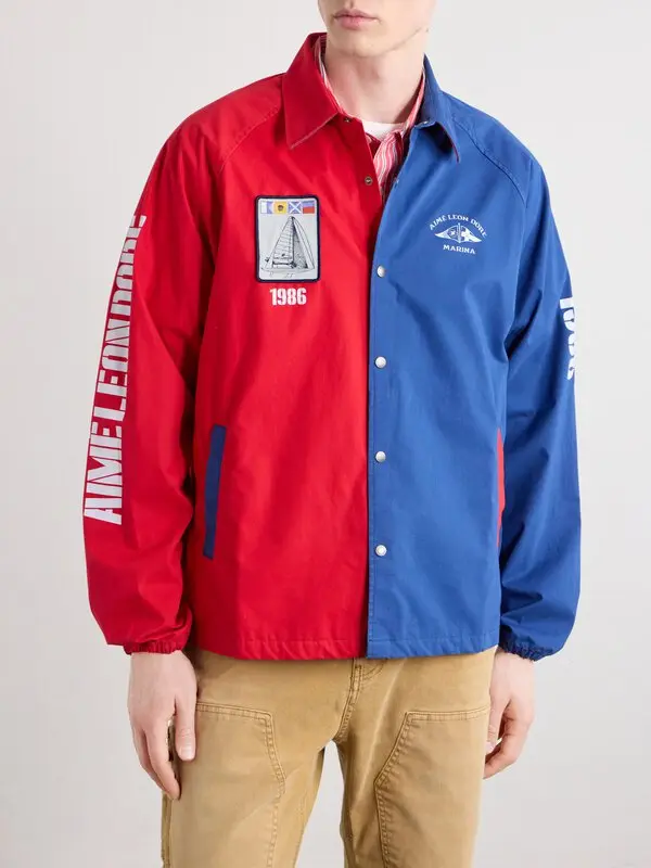 Aimé Leon Dore Logo-print Colour-block Cotton Overshirt