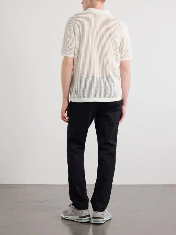 Aimé Leon Dore Open-collar Open-knit Cotton Polo Shirt