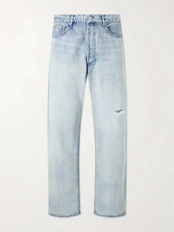 Auralee Wide-leg Faded Denim Jeans