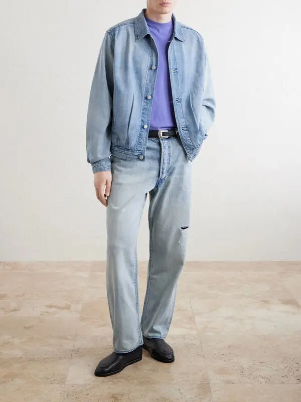 Auralee Wide-leg Faded Denim Jeans