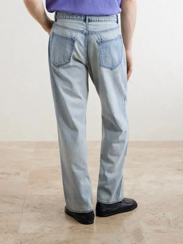 Auralee Wide-leg Faded Denim Jeans