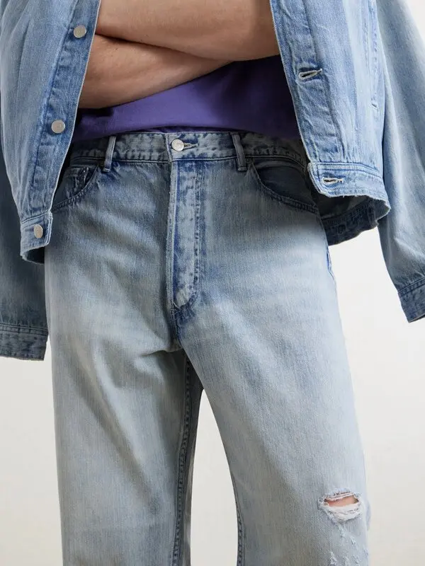 Auralee Wide-leg Faded Denim Jeans