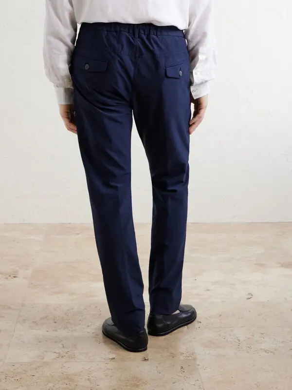 Eleventy Straight-leg Cotton-blend Trousers
