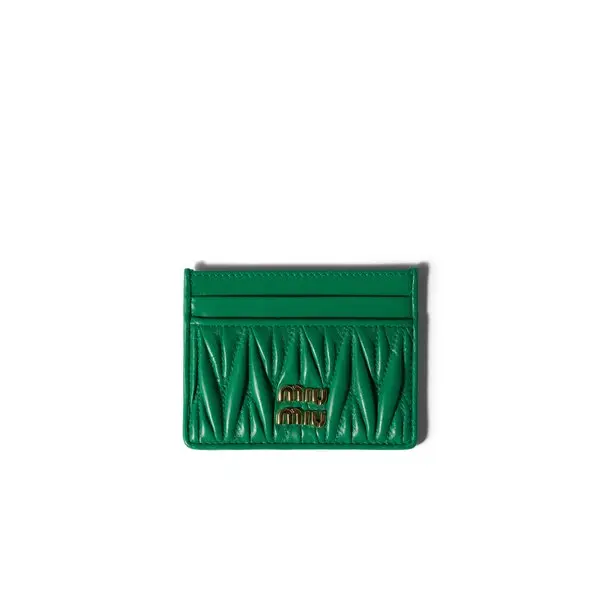 Miu Miu Matelassé Nappa Leather Card Holder - Mango