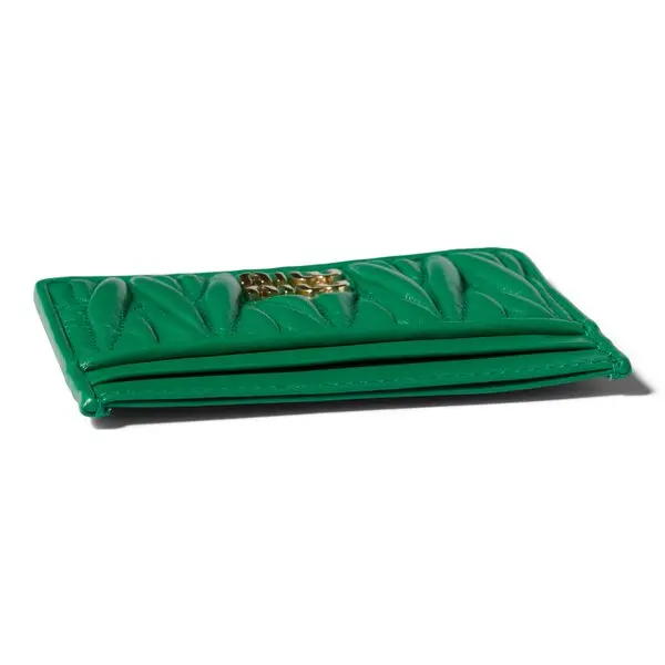 Miu Miu Matelassé Nappa Leather Card Holder - Mango