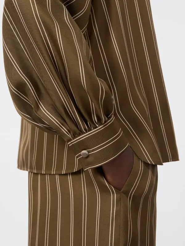 Max Mara Striped Silk Blouse With Neck Tie
