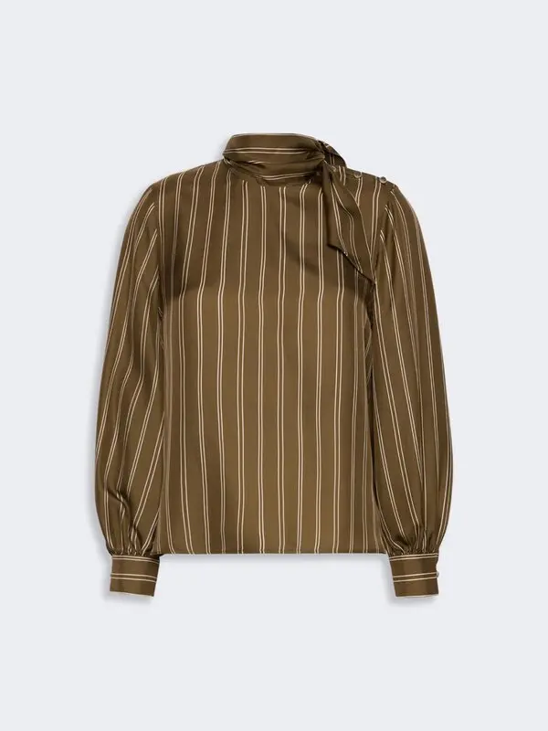 Max Mara Striped Silk Blouse With Neck Tie