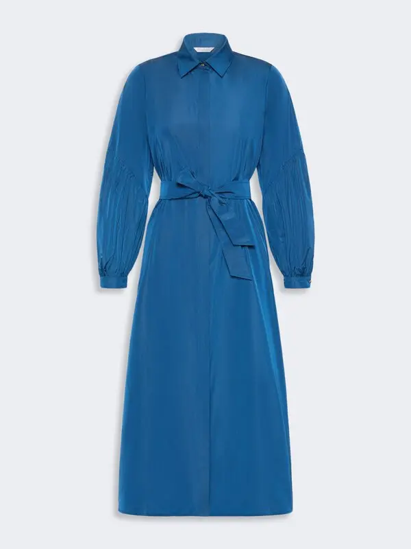 Max Mara Taffeta Shirt Dress With Tie Belt - Navy