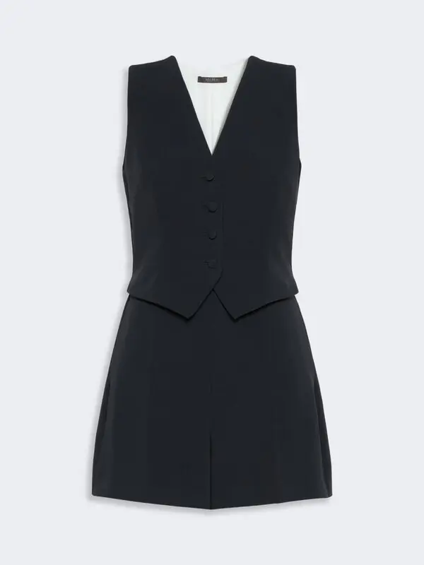 Max Mara Sleeveless Cady Jumpsuit With Shorts - Navy