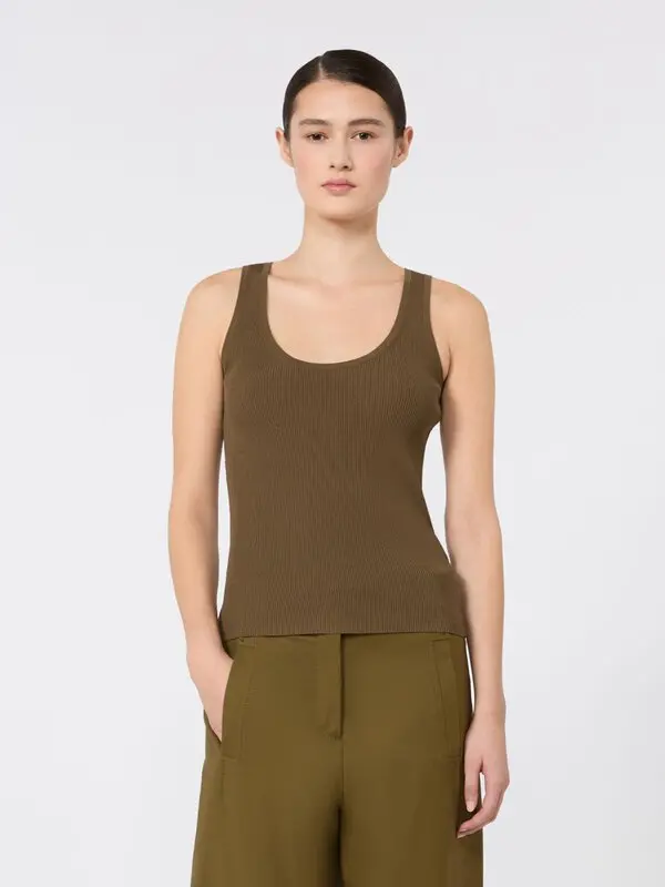 Max Mara Sleeveless Ribbed Viscose Crepe Jumper