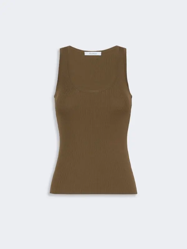 Max Mara Sleeveless Ribbed Viscose Crepe Jumper