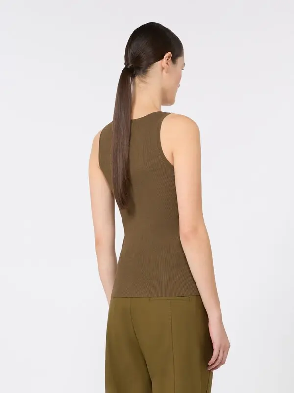 Max Mara Sleeveless Ribbed Viscose Crepe Jumper