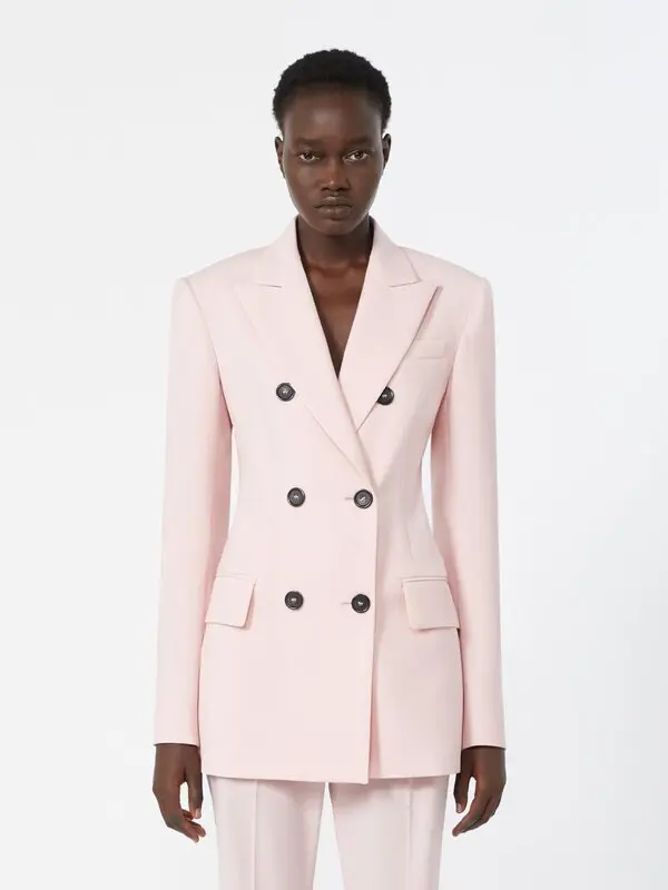 Max Mara Double-breasted Natural Stretch Wool Blazer