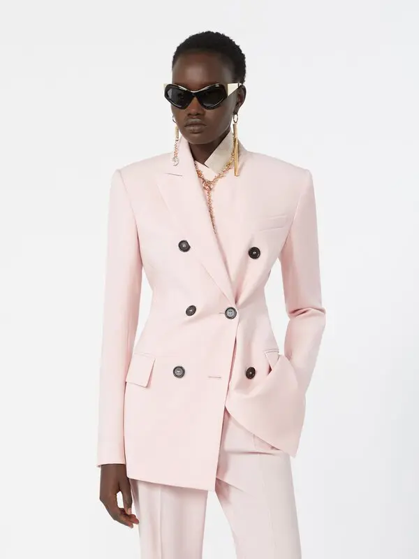 Max Mara Double-breasted Natural Stretch Wool Blazer