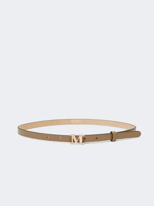 Max Mara Leather Monogram Belt - Mud
