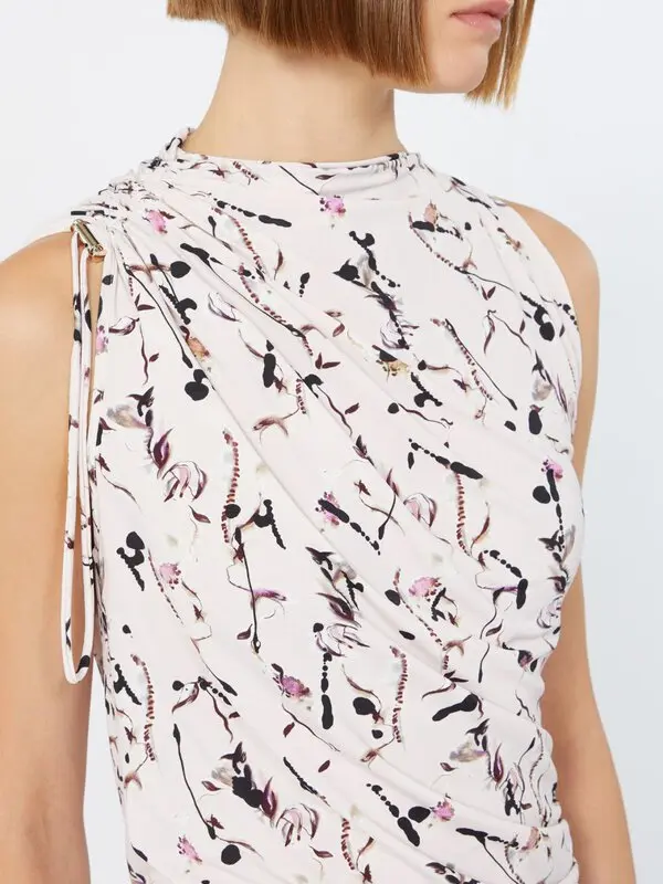Max Mara Draped Viscose Jersey Asymmetrical Top