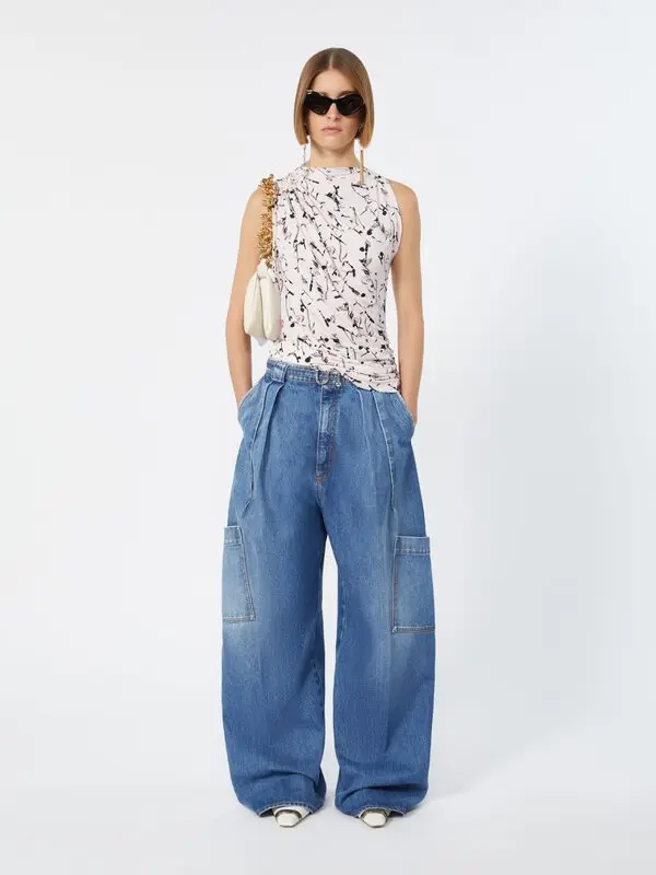 Max Mara Draped Viscose Jersey Asymmetrical Top