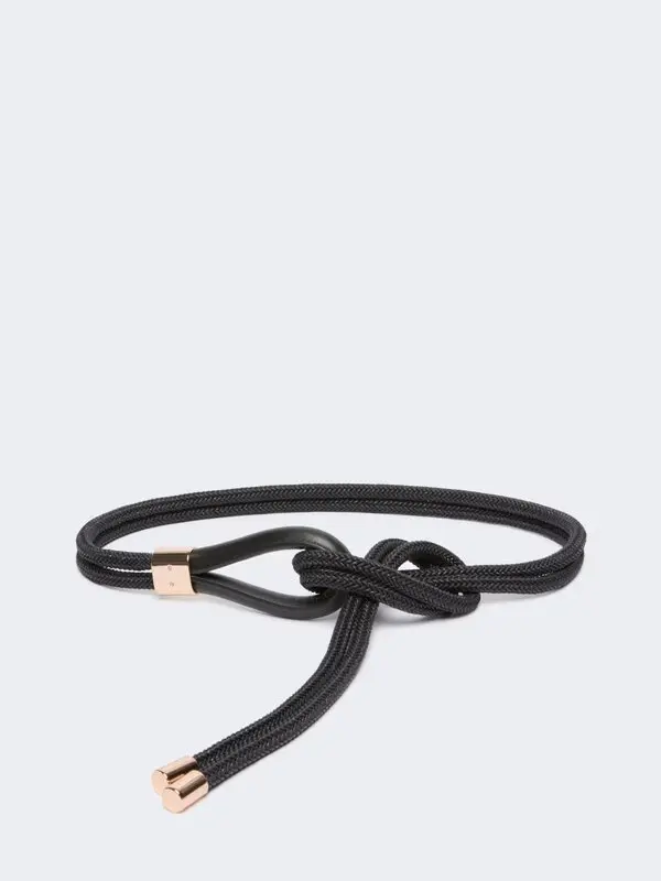 Max Mara Waxed Cotton Belt With Leather And Metallic Details - Black