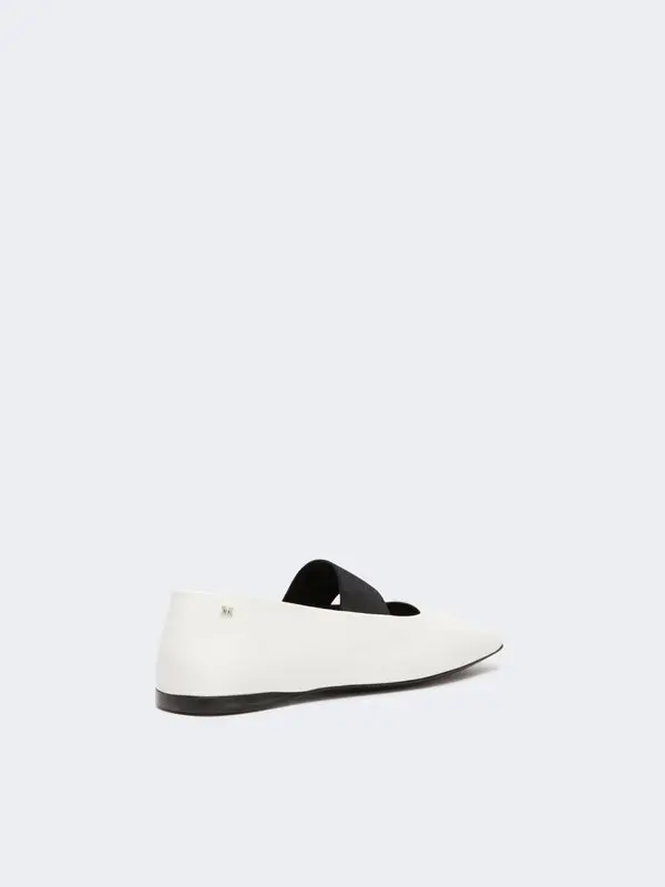 Max Mara Nappa Leather Ballet Flats - Ivory