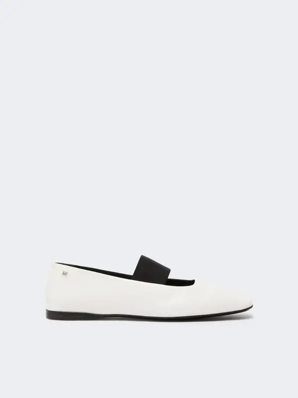 Max Mara Nappa Leather Ballet Flats - Ivory