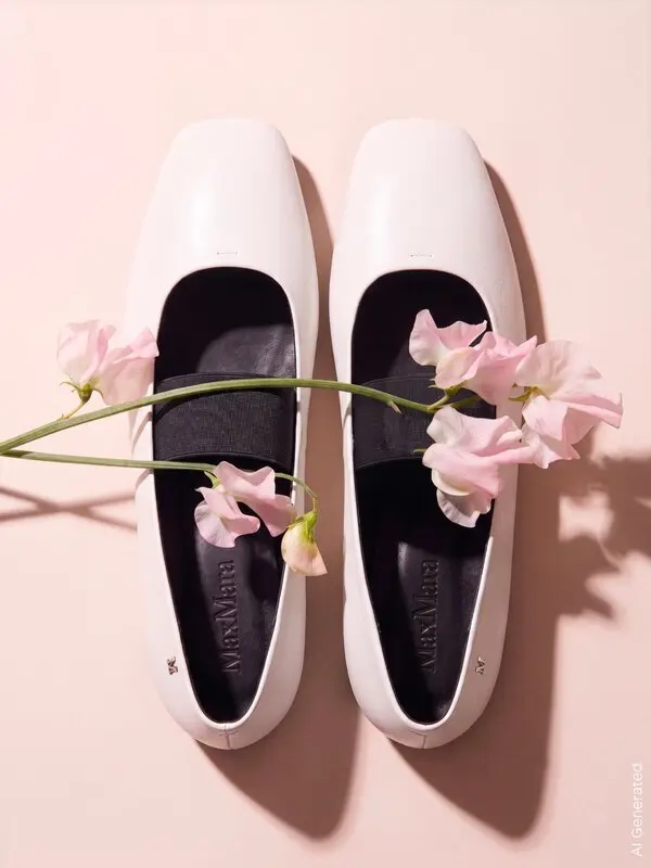 Max Mara Nappa Leather Ballet Flats - Ivory