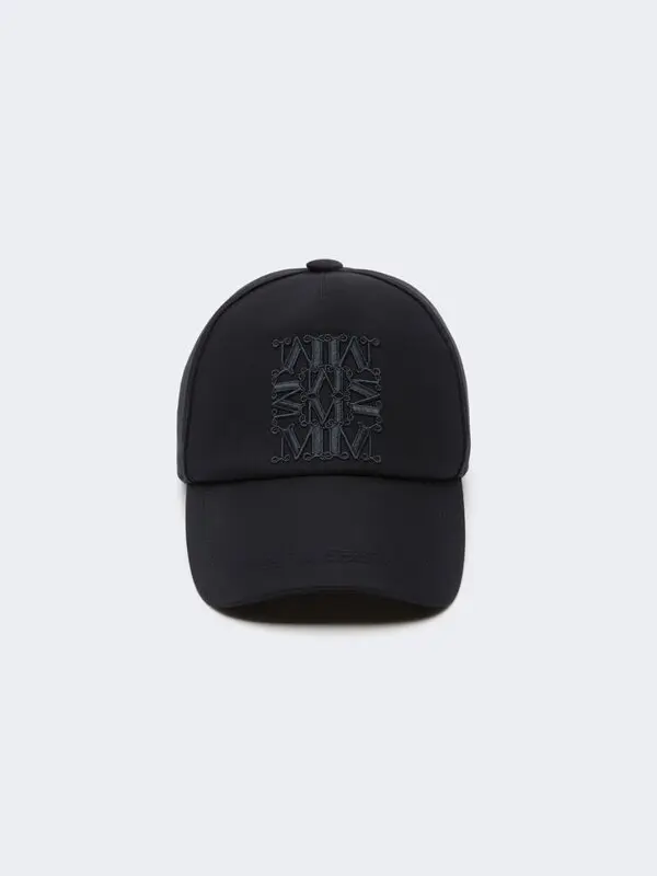 Max Mara Gabardine Water-repellent Baseball Cap With Monogram - Midnightblue