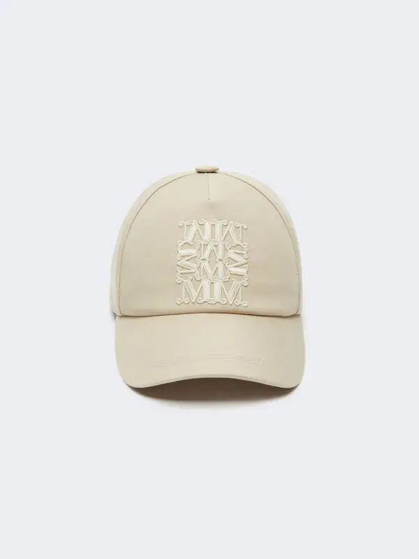 Max Mara Water-repellent Gabardine Baseball Cap With Monogram Embroidery - Stone