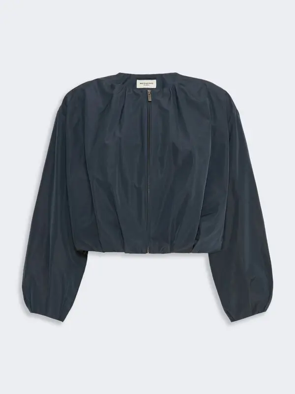 Max Mara Short Taffeta Jacket With Gathered Neckline And Pleated Cuffs