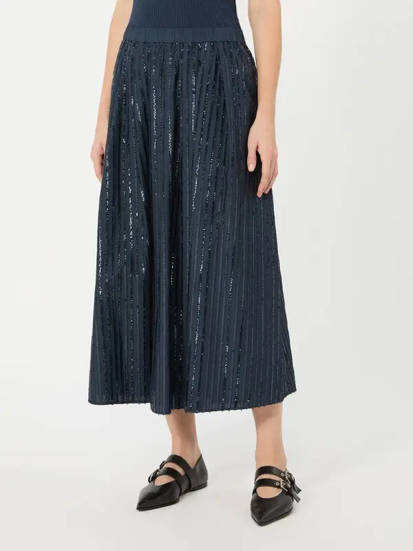 Max Mara Sequin-embroidered Cotton Midi Skirt