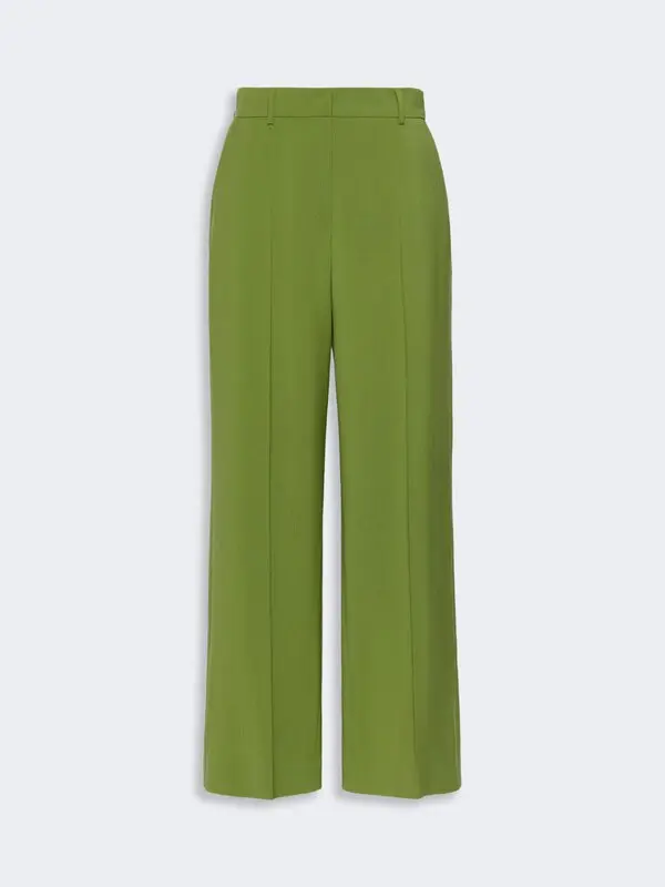 Max Mara Stretch Wool Palazzo Trousers - Green