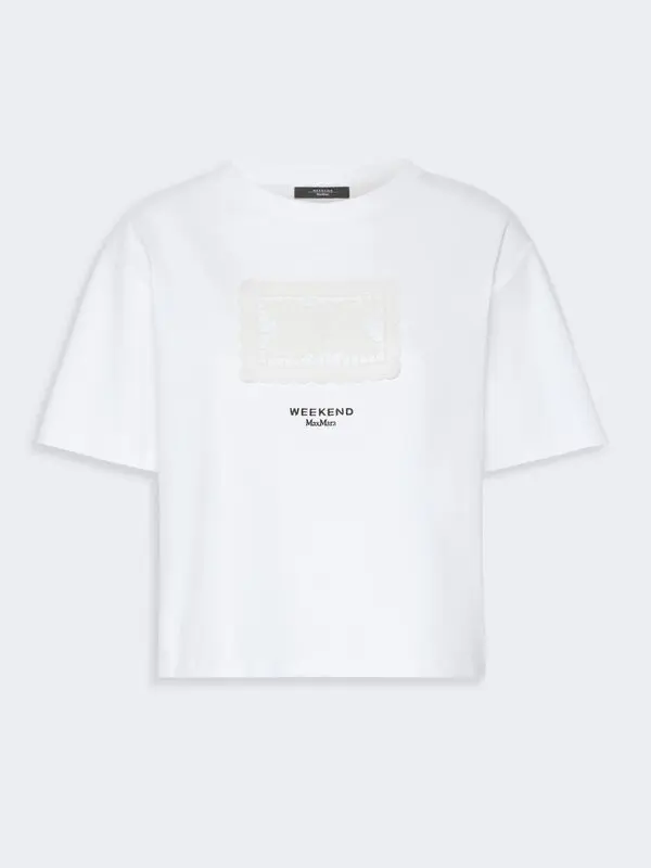 Max Mara Cotton T-shirt With Embroidered Detail - White