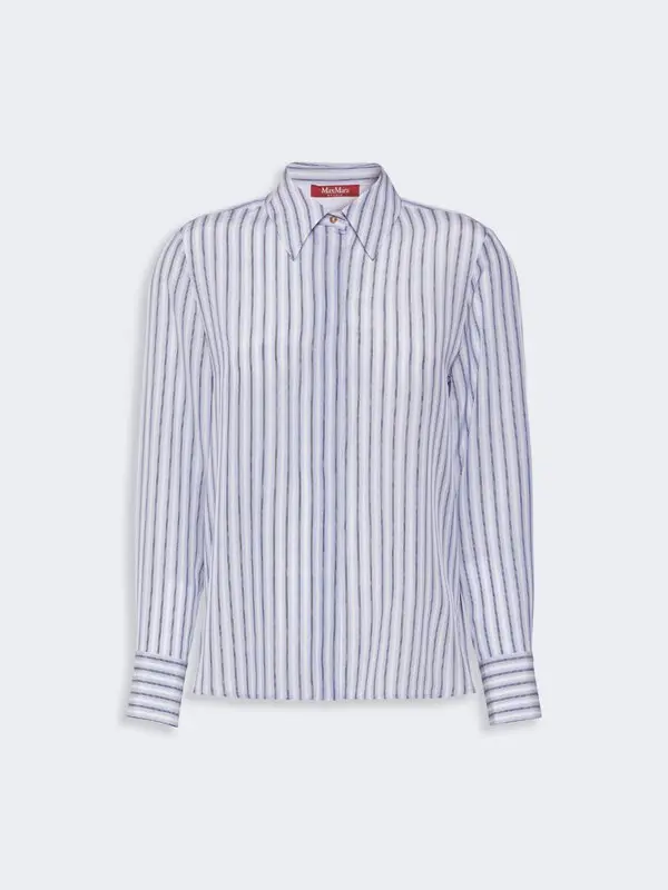 Max Mara Striped Silk Shirt - Light Blue