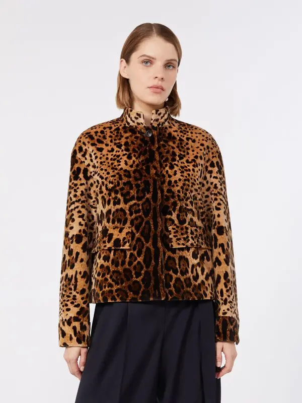 Max Mara Animal Print Velvet Boxy Jacket