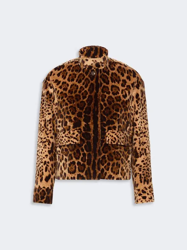 Max Mara Animal Print Velvet Boxy Jacket