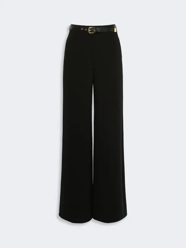 Max Mara Wide-leg Belted Cady Trousers - Black