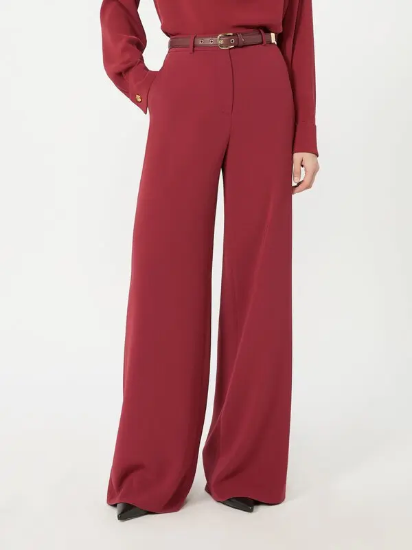Max Mara Wide-fit Cady Trousers With Belt - Ruby