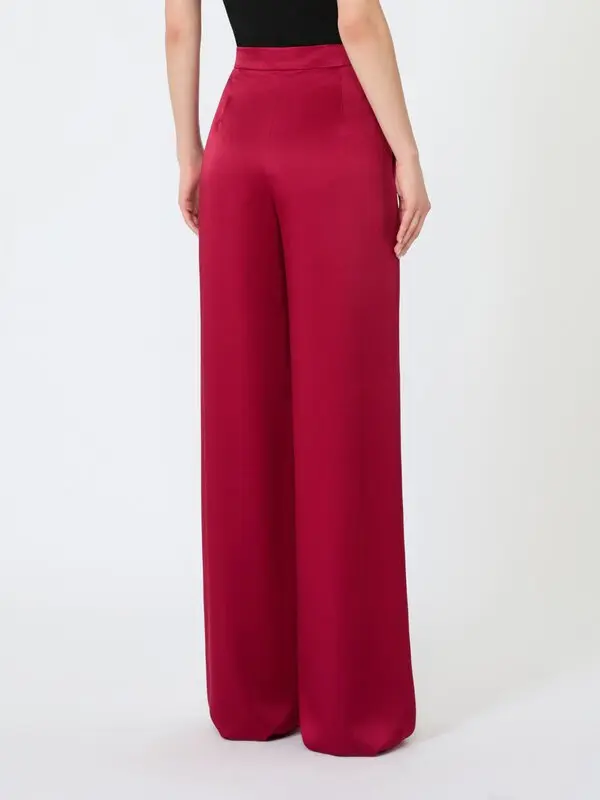 Max Mara Envers Satin Palazzo Trousers - Ruby