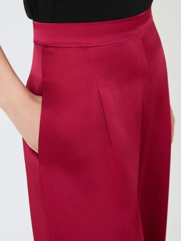 Max Mara Envers Satin Palazzo Trousers - Ruby