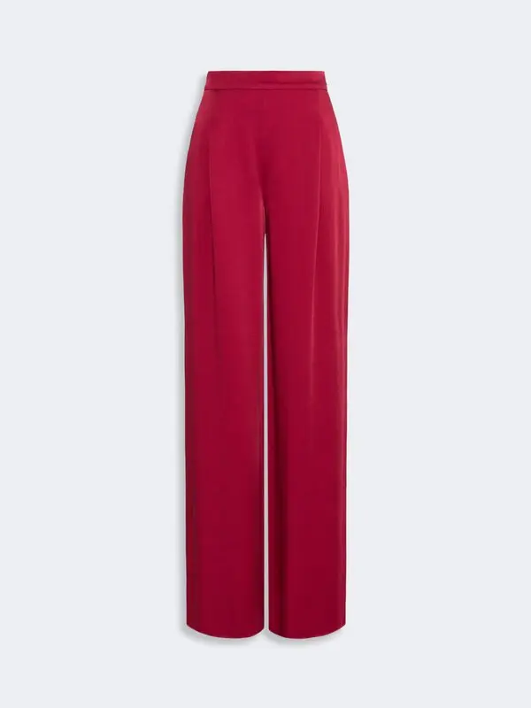 Max Mara Envers Satin Palazzo Trousers - Ruby