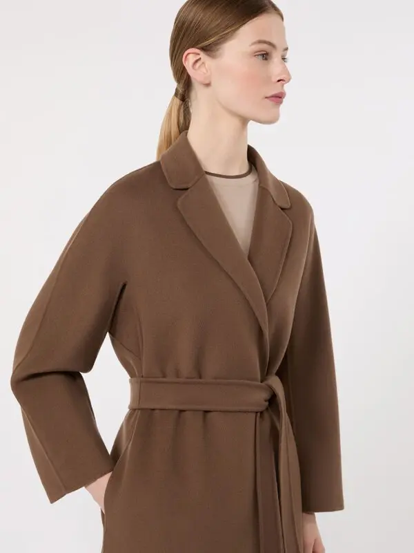 Max Mara Wool Broadcloth Midi Coat - Mud