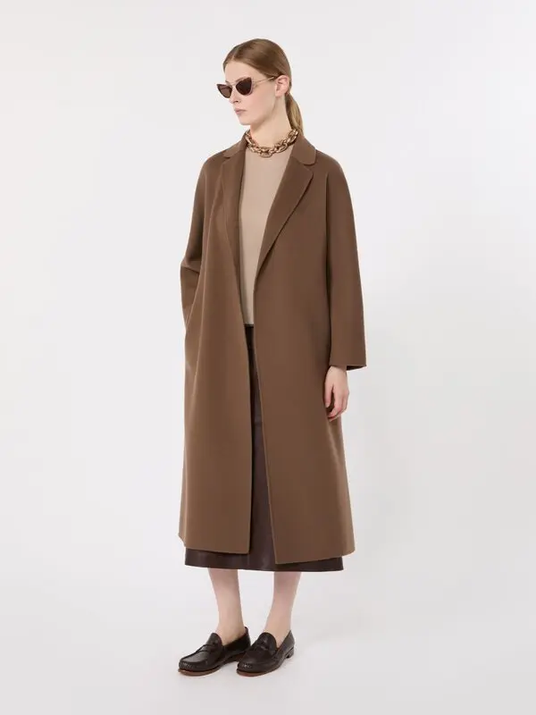 Max Mara Wool Broadcloth Midi Coat - Mud