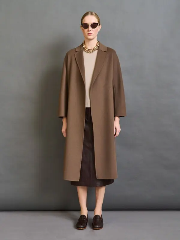 Max Mara Wool Broadcloth Midi Coat - Mud