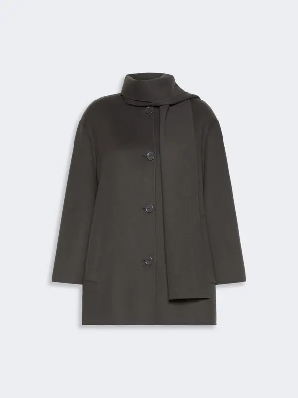 Max Mara Short Wool Coat With Scarf