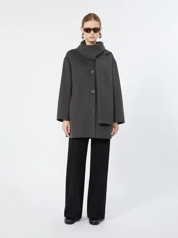 Max Mara Short Wool Coat With Scarf