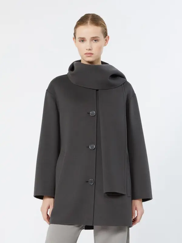 Max Mara Short Wool Coat With Scarf