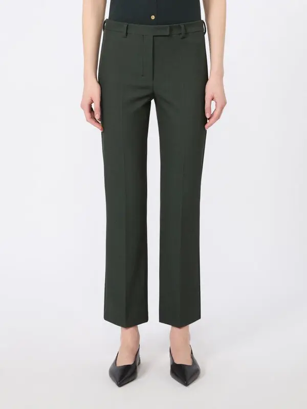 Max Mara Stretch Cotton-blend Trousers With Flared Hem - Green